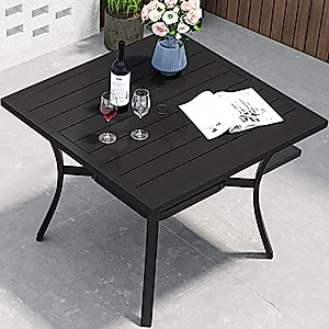 YITAHOME Patio Table, 37" Square Outdoor Patio Dining Table with 1.57" Umbrella Hole, E-Coating Metal Outdoor Dining Table Perfect for Lawn Backyard Garden, Black