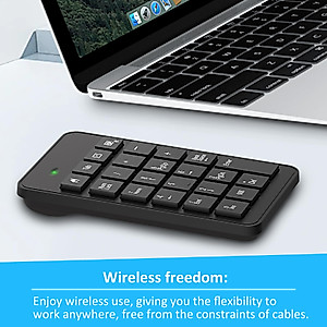 Bluetooth Number Pad with Battery, 23 Keys Wireless Numeric Keypad Upgraded Version of 10 key Keyboard Financial Accounting Numpad Compatible for Laptop, PC, Macbook, Notebook, Desktop,Surface Pro