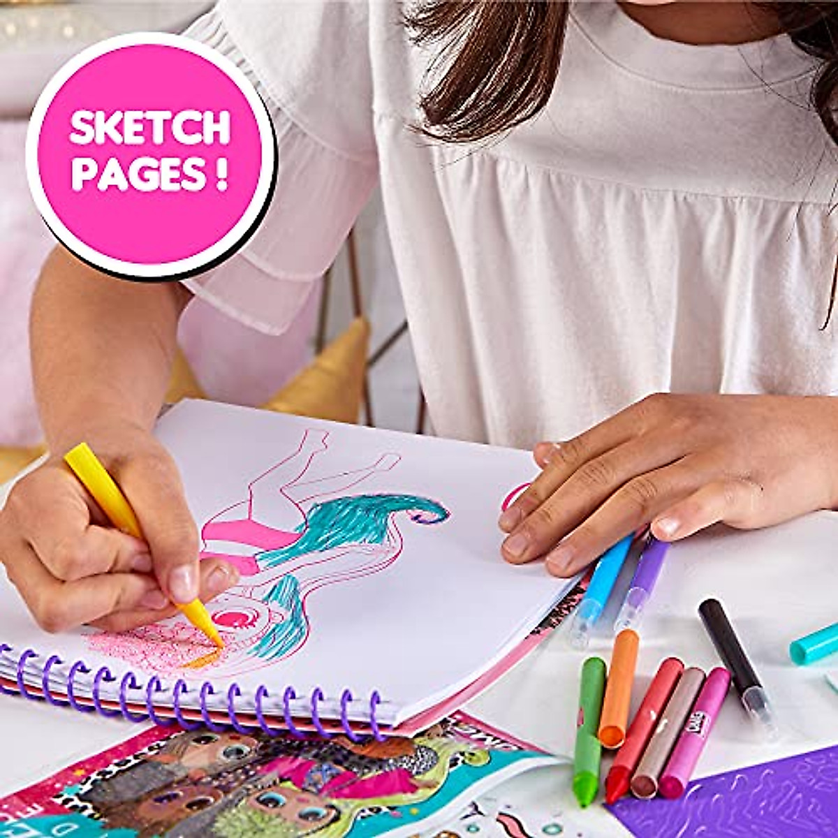L.O.L. Surprise! O.M.G. Ultimate Fashion Designer by Horizon Group USA, Color & Create Outfits & Make-Up Looks for The O.M.G. Sisters, Includes 2 Sketchbooks, 5 Surprises, Stickers, Stencils & More