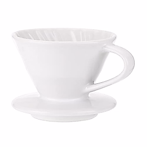 ELLDOO Ceramic Pour Over Coffee Dripper, Coffee Dripper Cone Brewer, Pour Over Cone Coffee Maker Slow Brewing Accessories for Home Office Cafe, 1 Cup Size, White