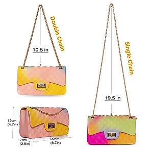 Rainbow Jelly Purse, Colorful Shoulder Bags for Women Girls, PVC Fashion Crossbody Bag Purses