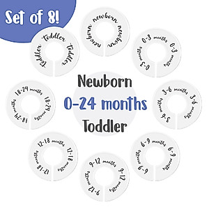 Eli with Love Baby Closet Dividers (Original) – Set of 8 Baby Closet Size Dividers – Ideal Baby Clothes Dividers for Closet – Helps Organize Nursery Closet Hangers by Size/Age