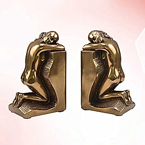 Bookends 2Pcs Beauty Girl Bookends Copper Art Book Stands Book Organising Frames Creative Book Supports Book Ends