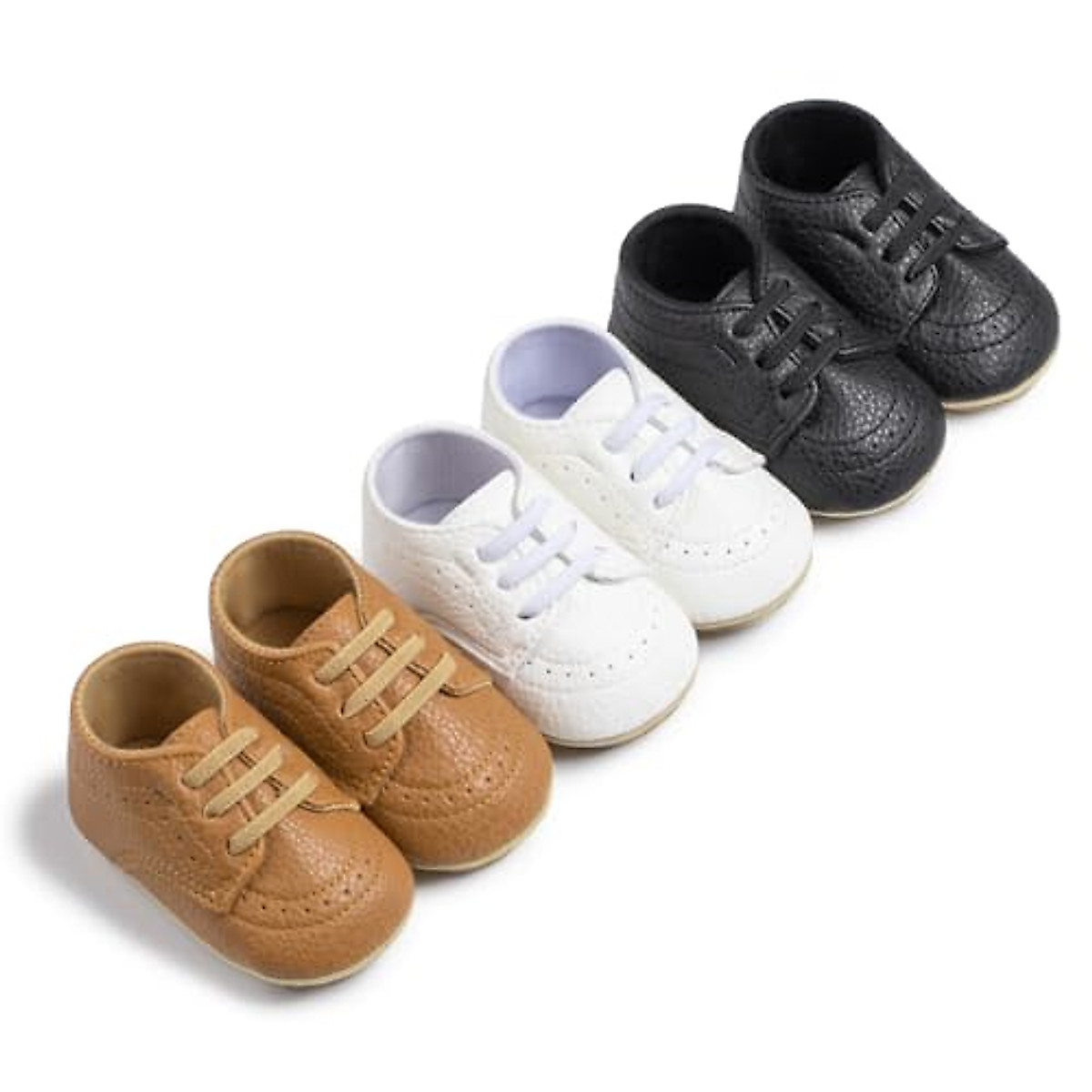 Casazoe Infant Baby Boys Girls Oxford Shoes PU Leather Wedding Loafers Brogue Toddler Baptism Dress Shoes First Steps Walking Flat Lazy Crib Shoe