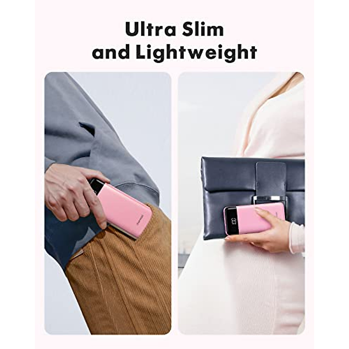 Portable Charger with Built in Cables, Portable Charger with Cords Wires Slim 10000mAh Travel Essentials Battery Pack 6 Outputs 3A High Speed Power Bank for iPhone Samsung Pixel LG Moto iPad