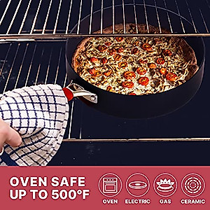 EPPMO Nonstick Sauté Pan, Hard-Anodized Deep Frying Pan with Lid & Silicone Handle, Oven Safe, 3.2 Quart