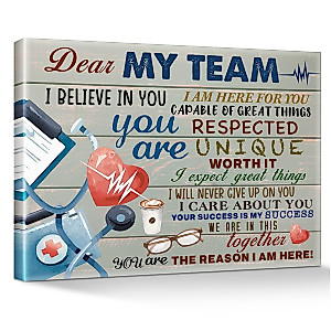 Dear My Team Canvas Wall Art Poster Print, In This Office Medical Staff Painting Ready to Hang Nurse Office Decor Gift (11.5" x 15")