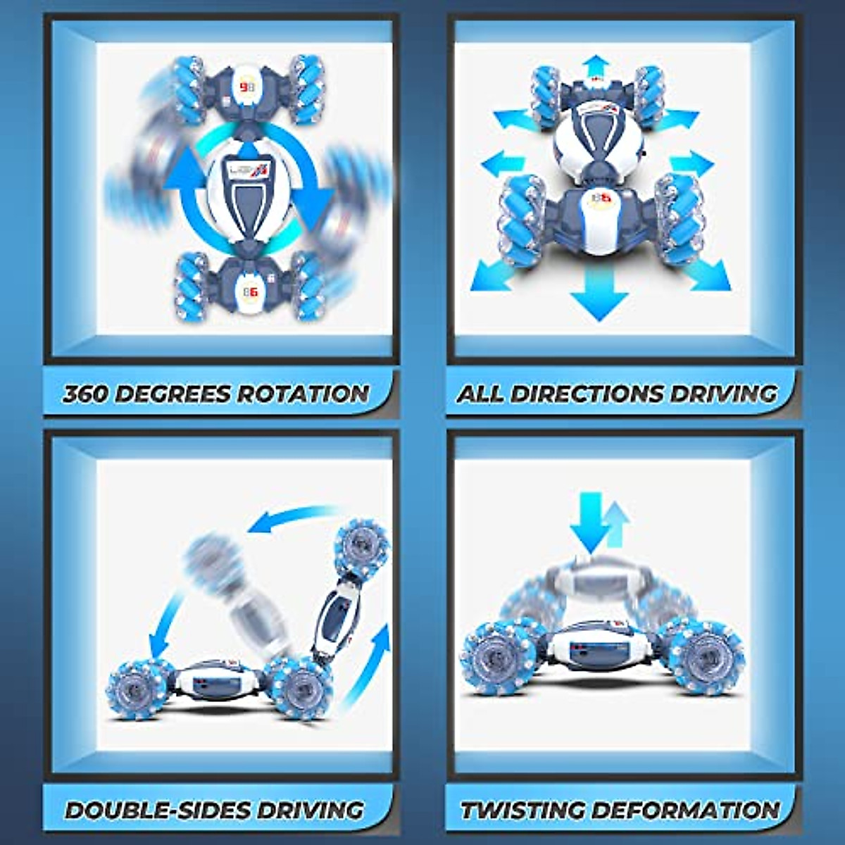 Dysaim Gesture RC Car, Gesture Sensing RC Stunt Car Toys for Kids 6-12 yr, 2.4GHz 4WD Hand Remote Control Cars with Lights Music, Off-Road 360° Rotation RC Drift Car Birthday Gifts for Boys Girls