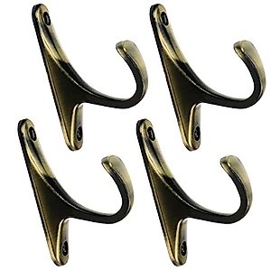 Meprotal Antique Wall Hook Key Coat Hanger Home Decor Decorative Hanging Hooks Tieback Holders with Screws for Bathroom Kitchen Bedroom (Bronze, Pack of 4)