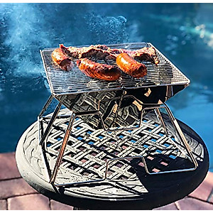 Typhon East Portable Stainless Steel Charcoal BBQ Grill with Carry Bag - Foldable Perfect for Tailgating, Camping, and Backpacking - Charcoal BBQ Grill Outdoor Picnic Patio Cooking Backyard Party