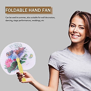 jojofuny 6 Pcs Folding Small Fan Foldable Miss Paper White Fan