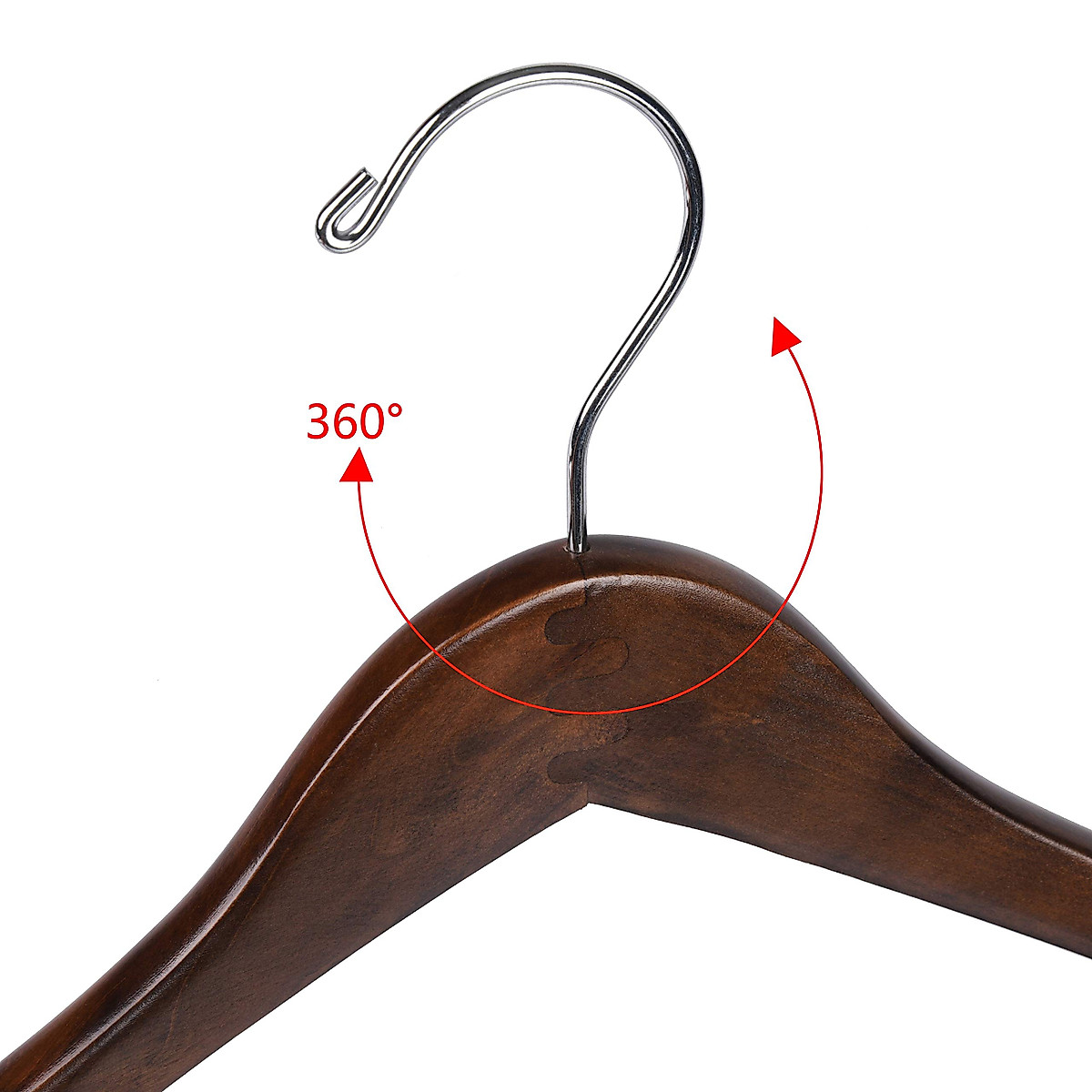 Quality Hangers Wooden Hangers Beautiful Sturdy Suit Coat Curved Hangers Great for Travelers Heavy Duty Hanger with Locking Bar - Retro Finish (5)