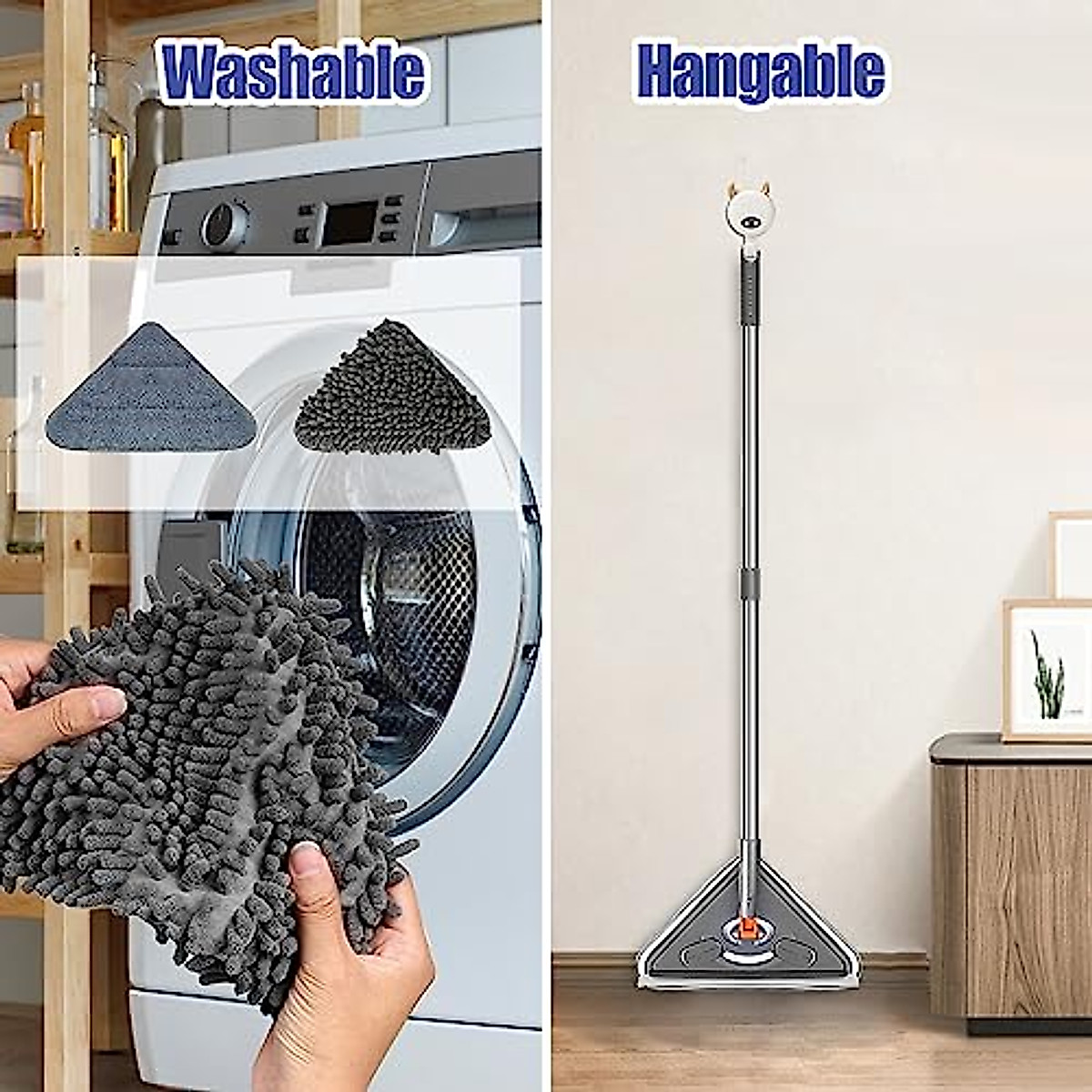 85 Inch Wall Cleaner Mop with Long Handle, 360° Rotatable Wall Washer Cleaner Tool Dust Mop with Extension Pole 25" to 85", Baseboard Wall Mop for Window Cleaning Ceiling Floor (Grey)