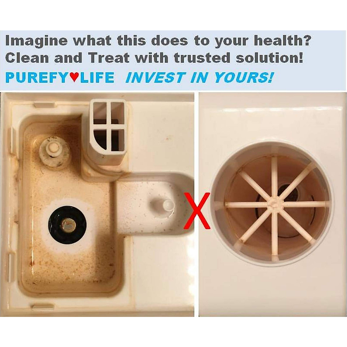 PUREFY Humidifier Treatment - Ultrasonic & Evaporative (68 oz) Hypoallergenic. Unscented. No Residue. Baby Safe. Auto Humidifier Cleaning as Additive. Also Works as Humidifier Cleaner. Healthier Air!