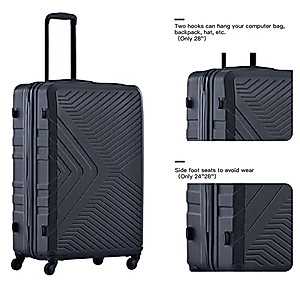 Troyesko Hard Shell Luggage Sets Clearance Travel Suitcases with Wheels Lightweight Durable ABS Unisex Adults Carry on Luggage Maletas De Viaje with TSA Lock 3-Piece 20/24/28 Black Local Warehouse