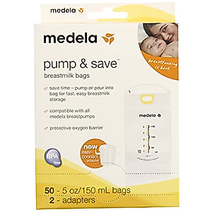 Medela Pump and Save Breast Milk Bags, 50 Count
