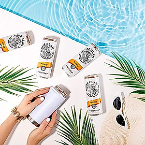 Maars Skinny Can Cooler for Slim Beer & Hard Seltzer | Stainless Steel 12oz, Double Wall Vacuum Insulated Drink Holder - Glitter Blush