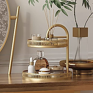 Vivevol 2 Tier Cupcake Stand, Gold Cake Stand for Dessert Table, Makeup Organizer for Vanity, Bathroom Organizer Countertop