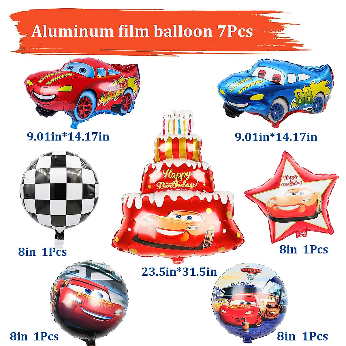 Lnkdeya Cars Race Birthday Party Decoration -87Pcs Racing Cars Foil Balloons Birthday Supplies