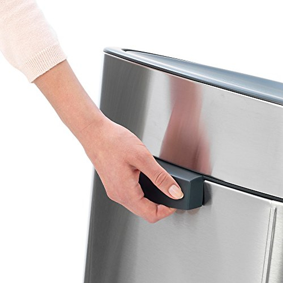 Brabantia 10.6 Gal Kitchen Touch Trash Can New (Brilliant Steel) Removable Lid, Soft-Touch Open, Garbage Can + Bags