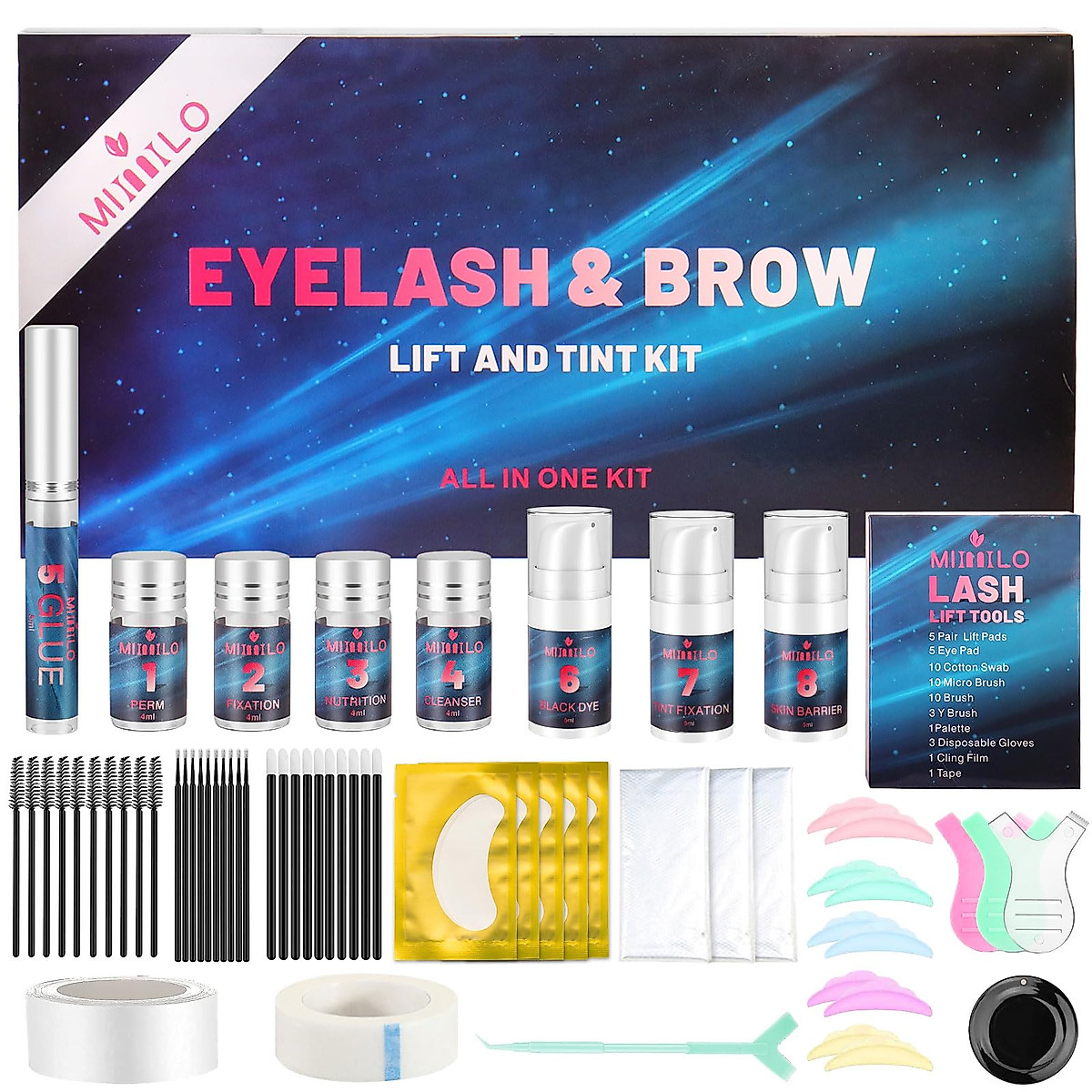 Lash Lift Kit Eyelash Lift Kit - 2024 4 in1 Eyelash Perm suit & Brow Lamination Kit - Ultra-Luxury Professional Lash Perm Kit - DIY Eyelash Eyebrow Curling Set for Salon Home (Black)