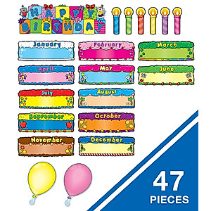 Birthday Cakes Bulletin Board Set, Carson Dellosa Classroom Decorations, 47 Pieces