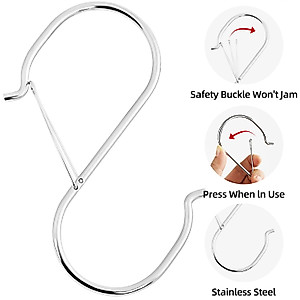 HCTESCO 4.96inch Large Size Silver S Hooks for Hanging - Heavy Duty, Ideal for Hanging Plants, Carabiner, and More! (16)