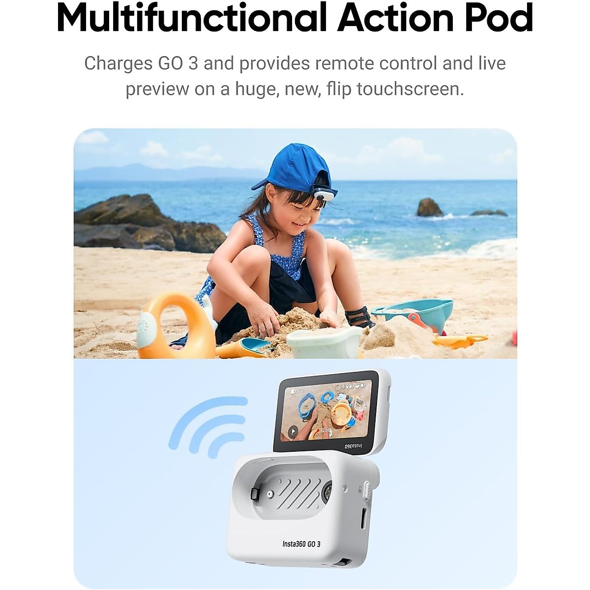 Insta360 GO 3 64GB – Waterproof Tiny Mighty Action Camera with 2.7K 2720 Video, FlowState Stabilization, AI Editing, Action Pod|Bundle Includes Mount Adapter Compatible with GoPro Mounting Ecosystem