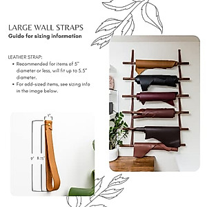 KEYAIIRA - Large Leather Wall Hook, minimal wall hanging strap towel hook rack wall leather loop strap for scarf hook storage hanger towel holder coat hooks decorative