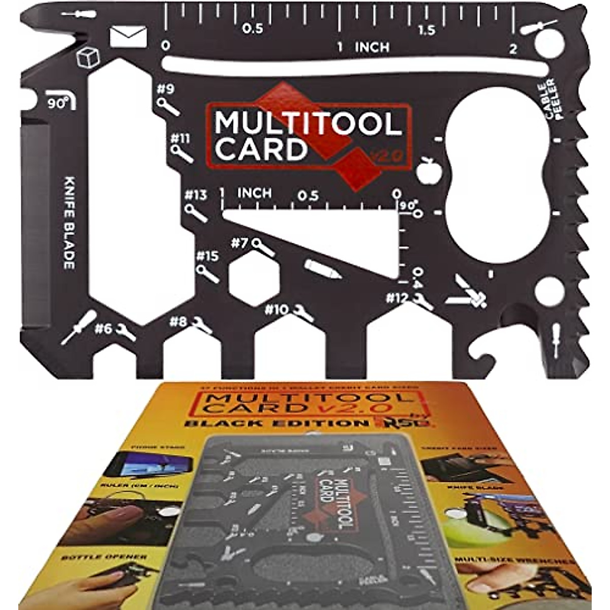 37-in-1 Wallet Tool Card Gift. Black Credit Card Bottle Opener Multitool with Multifunction Tools. Best Stocking Stuffer Gifts for Men, Dads, Husbands, HandyMen & Outdoor Enthusiasts