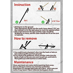 CAMPINGMOON 11.81-inch 8pcs Martensitic Stainless Steel 420J2 Hardened Forged Tent Stake Power Peg Ideal for Hard Ground R-30-8P