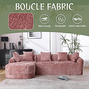 AZSJML Modular Sectional Sofa Couch, 99" L-Shape Sectional Cloud Couch for Living Room, Comfy Boucle Upholstered Deep Seat Couch, Modern Minimalist Sleeper Sofa for Apartment, Office, Pink