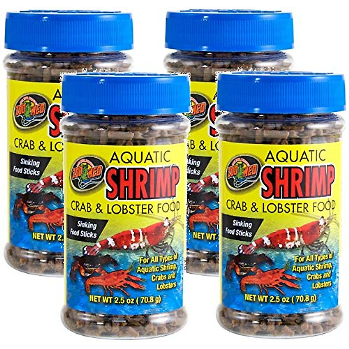 Zoo Med Laboratories 4 Pack of Aquatic Shrimp Crab and Lobster Food, 2.5 Ounces Per Container
