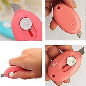Mini Retractable Utility Knife Box Cutter Letter Opener, Alloy Steel Splicing Knife with Key Chain Hole-9pcs