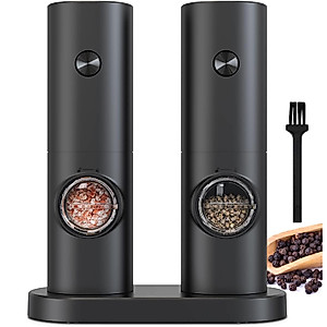 COKUNST Electric Salt or Pepper Grinder, Battery Operated Gravity Sensing Grinder with Light and Switch Button, Automatic Pepper Mill with One Hand Operation Refillable for Kitchen Resturant BBQ