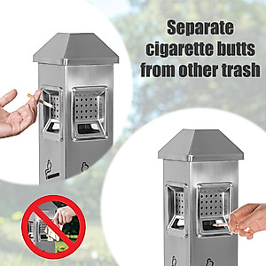 AIWFL Stainless Steel Vertical Trash Bin Outdoor Trash Cans Holder Waste Containers 47.24" Ash Bin w/Key (Silver)