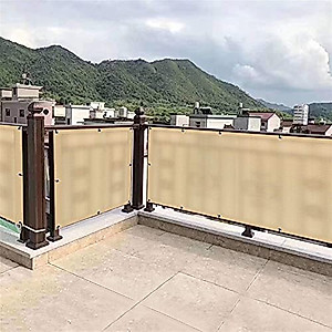 ALBN Balcony Screen Privacy Protection Outdoor Shading Net Windshield UV Protection HDPE Tear Resistant with Rope & Cable Ties, Height 1.1m/1.4m (Color : Beige, Size : 140x450cm)