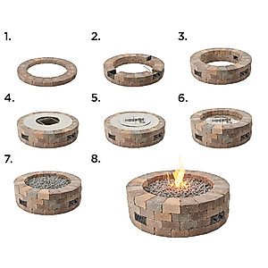 Outdoor GreatRoom Co Propane Fire Pit Kit - 52 Inch Round Bronson DIY Bonfire Gas Fire Pits for Outside Patio - Includes 84 Stone Paver Blocks, 42" Firepit Burner, Tumbled Lava Rock, 105,000 BTU