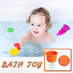 Driddle Colorful Stacking & Nesting Cups - 8 Cups Fun Color Learning Toy - Great Bath & Beach Toy for Baby Toddler & Kids - Preschool Game