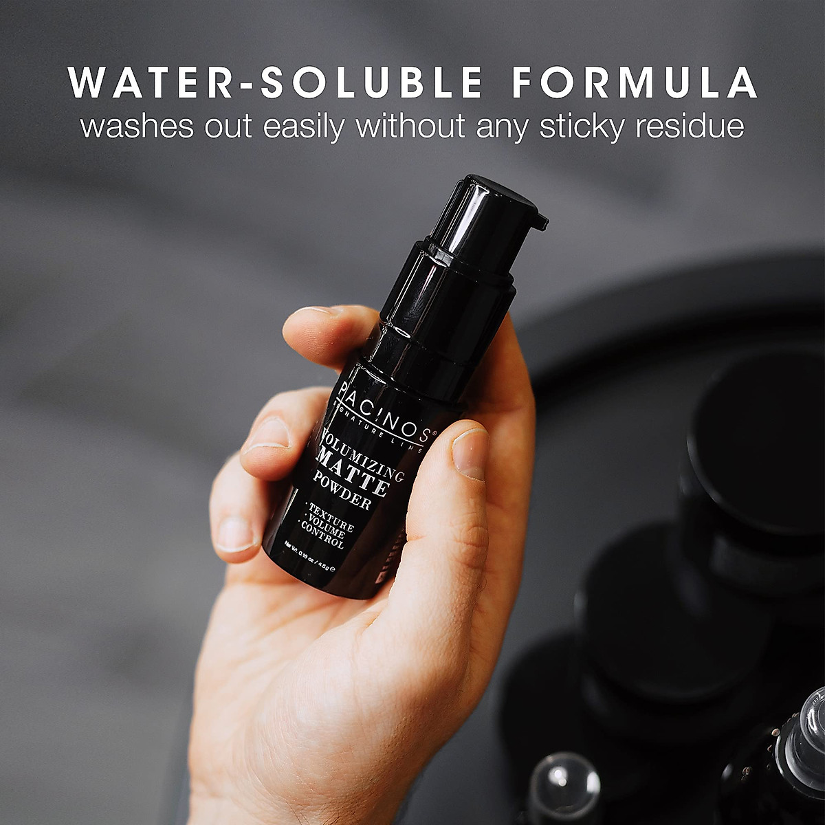 Pacinos Volumizing Matte Hair Powder - Adds Texture, Volume, Controls & Absorbs Excess Oil for Natural Finish, All Hair Types, 4.5 g.