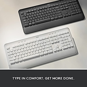 Logitech Signature K650 Comfort Full-Size Wireless Keyboard with Wrist Rest, BLE Bluetooth or Logi Bolt USB Receiver, Deep-Cushioned Keys, Numpad, Compatible with Most OS/PC/Window/Mac - Graphite