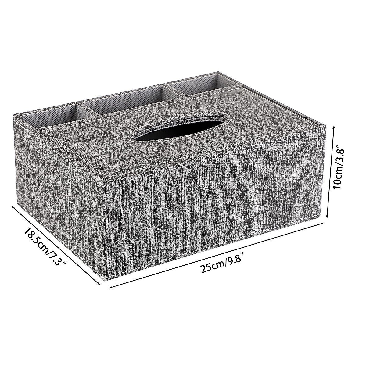 Sumnacon Linen Rectangular Tissue Box Cover - Multifunctional Tissue Box Holder with Remote Control Box, Decorative Tissue Box Remote Organizer for Home Office Car Restaurant, Grey