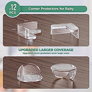 Peakally Corner Protectors Baby, 12 Pack Baby Proofing Corners and Edges, Baby Corner Protector Guards with Strong Adhesion, Furniture Corner Guard & Edge Safety Bumpers Clear