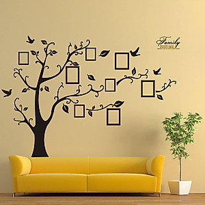 98 x 71 inch Photo Tree Wall Stickers Family Photo Frame Tree Window Decals Decorations Murals Wall Art Decorative Sticker for Kids Living Room Bedroom Nursery Playroom Jungle Party Decor Supplies