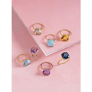 YoTreasure Sky Blue Topaz Solid 10K Yellow Gold Bold Ring Jewelry