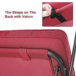 MCombo 3-Seat Outdoor Patio Swing Chair, Adjustable Backrest and Canopy, Porch Swing Glider Chair, w/Cushions and Pillows, 4068 (Burgundy)