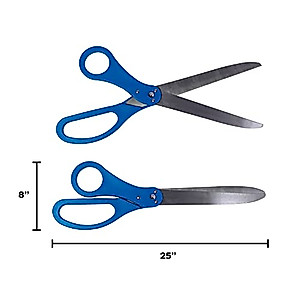Nashira Ribbon Cutting Ceremony Kit, 25" Giant Scissors with Blue Satin Ribbon, Grand Opening Banner & Balloons - Heavy Duty Metal Scissors for Special Events, Inaugurations & Ceremonies