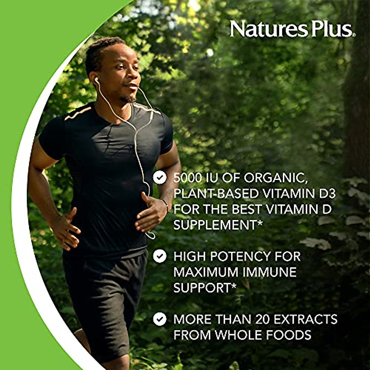 NaturesPlus Source of Life Garden Vitamin D3-60 Vegan Capsules, Pack of 3 - Immune System Support - Certified Organic, Non-GMO, Gluten Free - 90 Total Servings