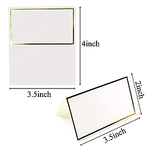 JABINCO Place Cards Pack of 100 - Small Tent Cards with Gold Foil Border - Perfect for Weddings, Banquets, Events,Table Cards,Name Cards