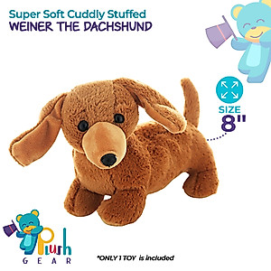 Plush Gear Weiner The Dachshund Plush Toy - 8 Inch Soft and Cuddly Stuffed Wiener Dog Adorable Stuffed Animal, Idael Playful Goft for Kids